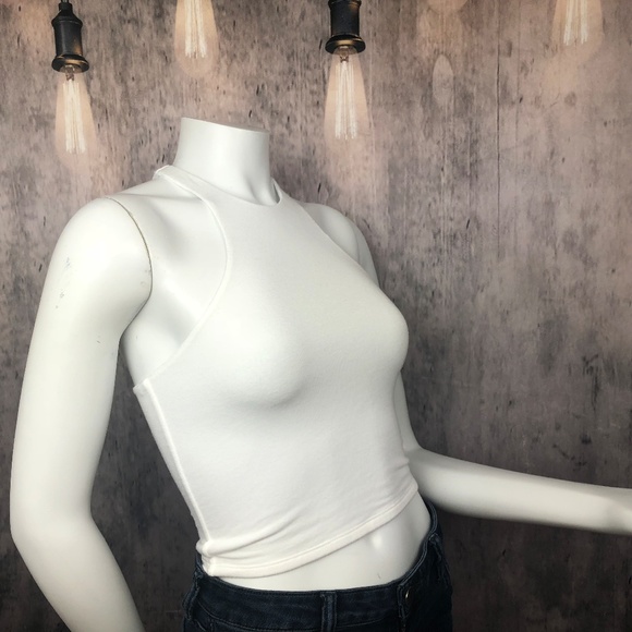 Express | Tops | New Express White High Neck Crop Top Size Xs Soft ...